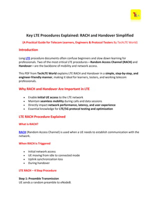 Key LTE Procedures Explained: RACH and Handover Simplified | TechLTE ...