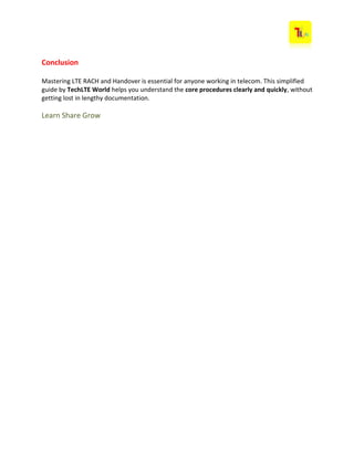 Key LTE Procedures Explained: RACH and Handover Simplified | TechLTE ...