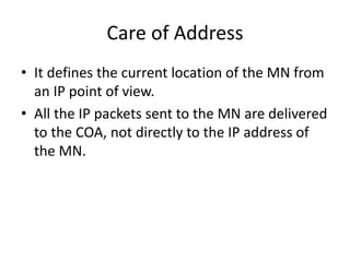 Key mechanism of mobile ip | PPT