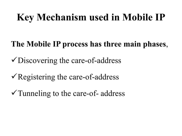 Key mechanism of mobile ip | PPSX | Computer Networking | Computing