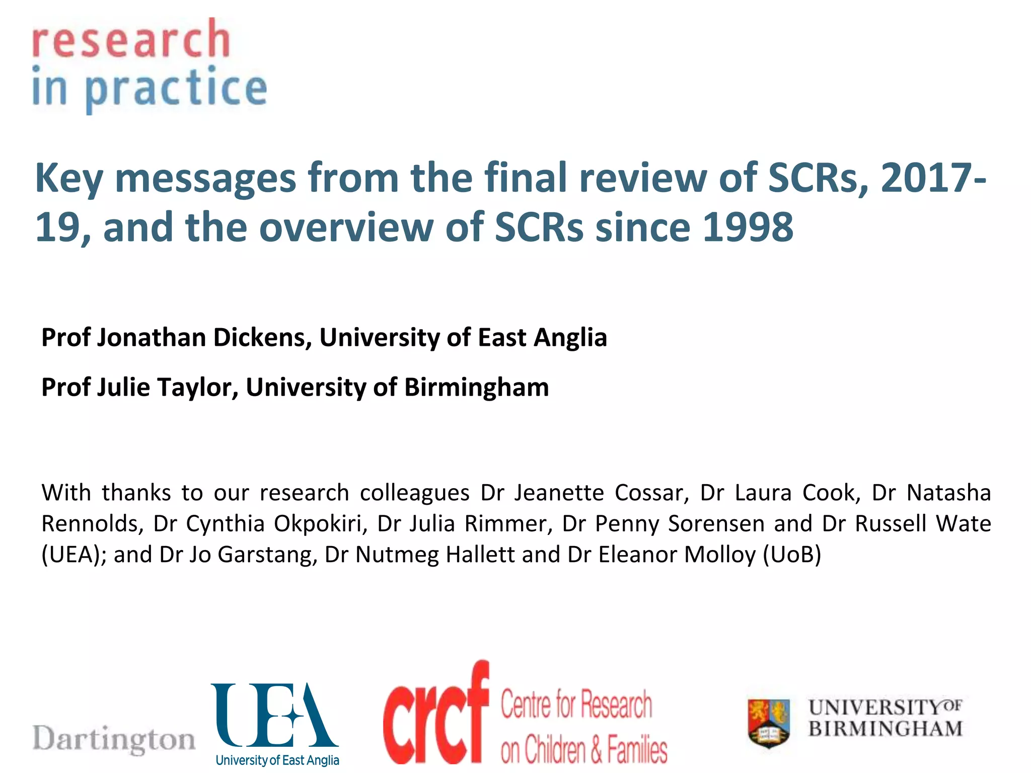 Key messages from the final review of SCRs 2017-19.ppt