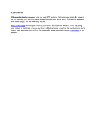 A Comprehensive Guide to Customizing Key Modules in Odoo ERP | PDF