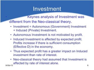 Keynes and critique of neo classical model | PPSX