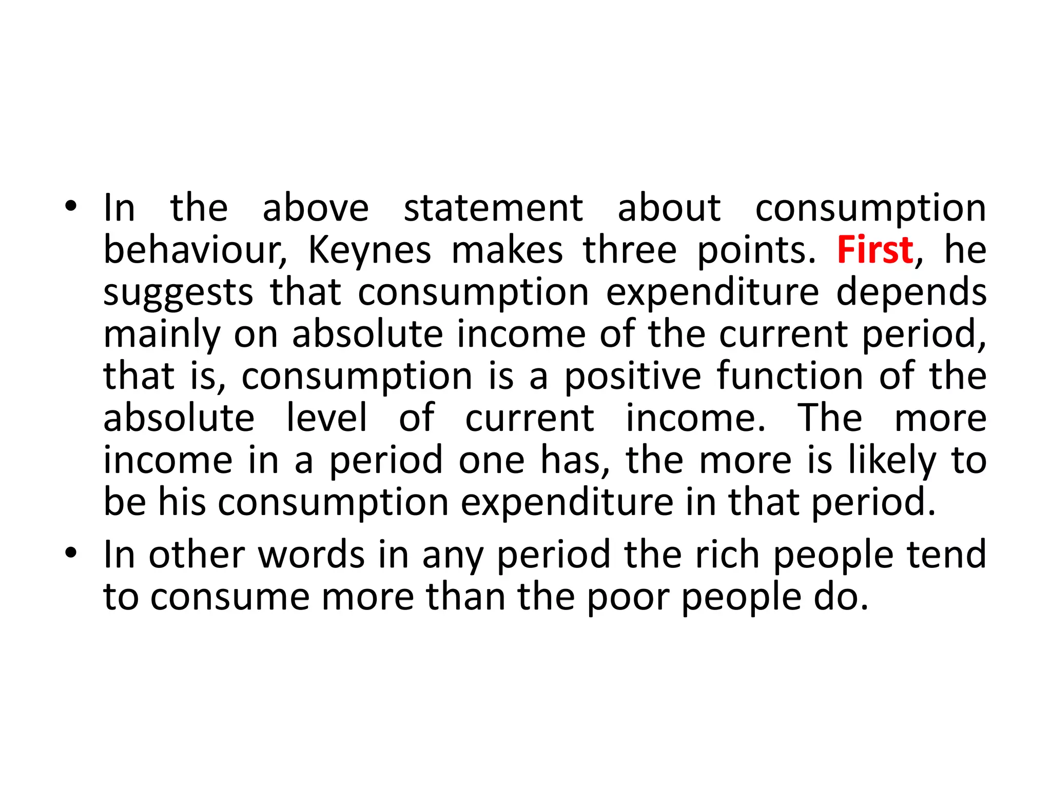Keynes’s psychological law of consumption | PPTX