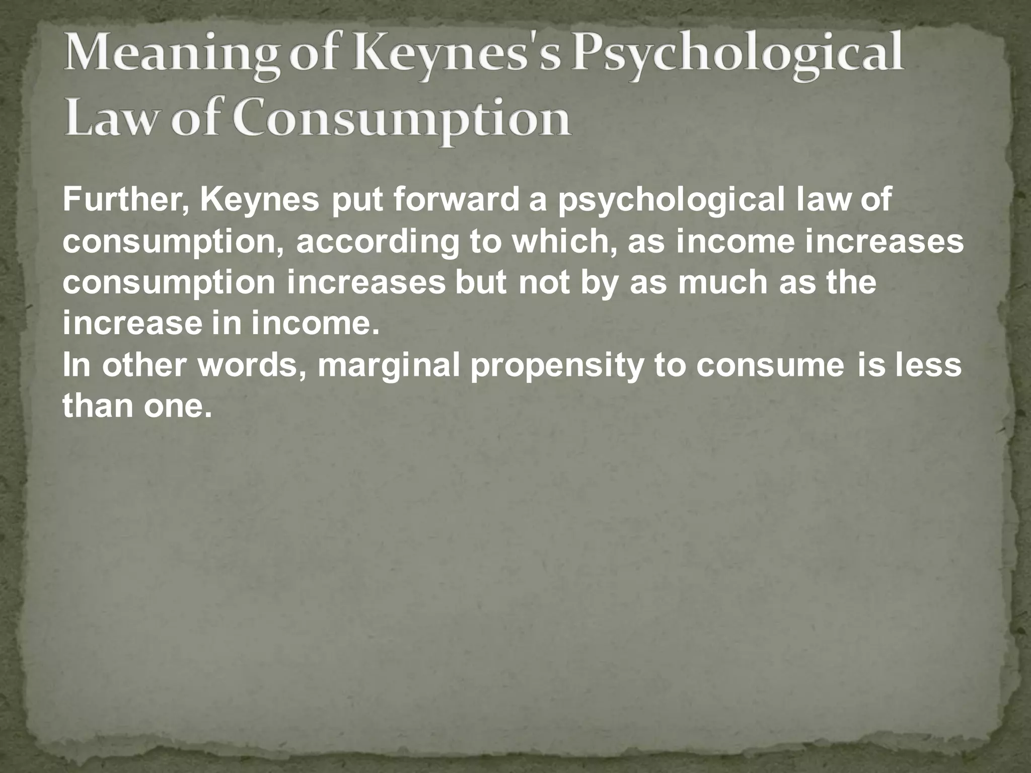 Keynes's psychological law of consumption | PDF