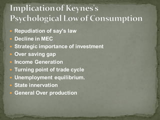 Keynes's psychological law of consumption | PDF