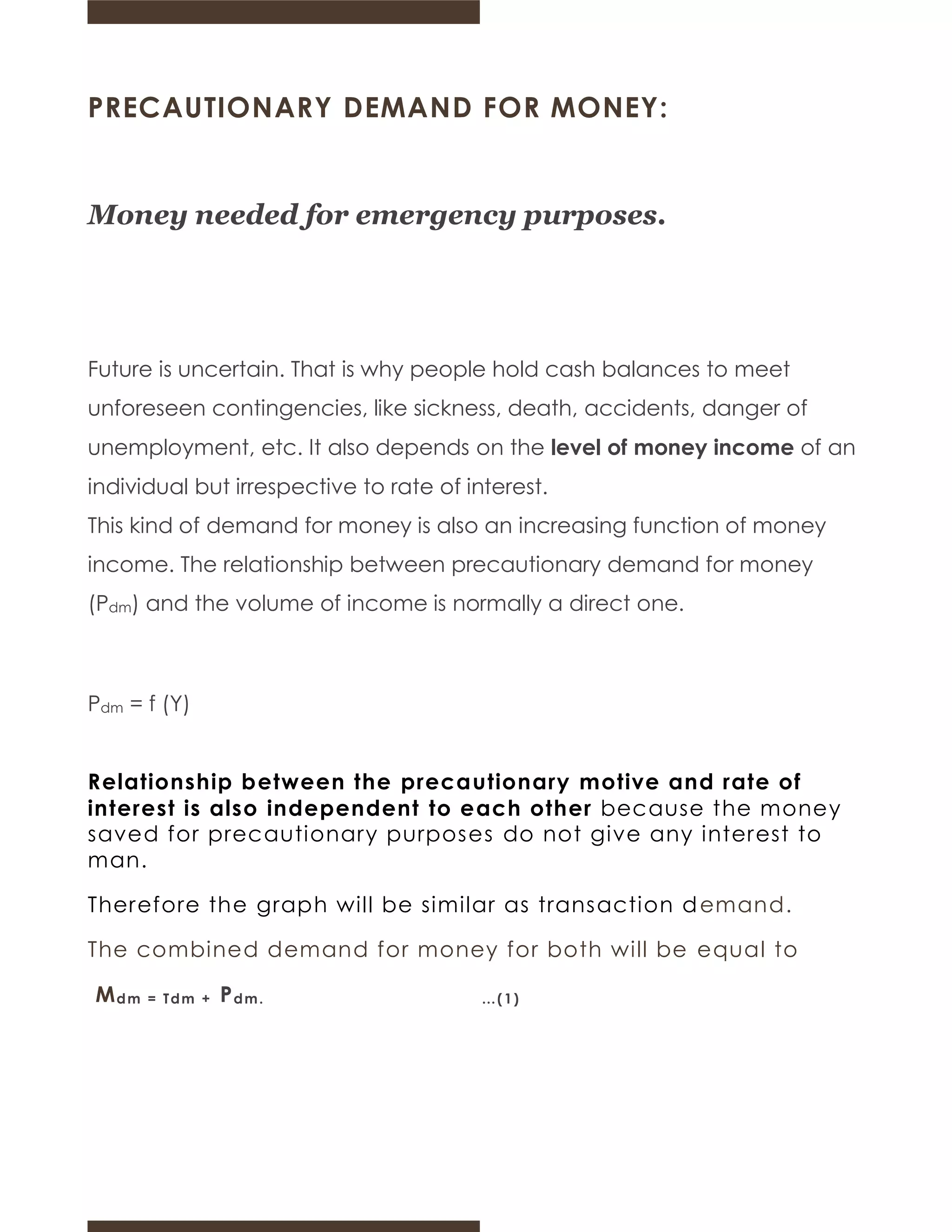 Keynes liquidity preference theory of interest rates and income ...