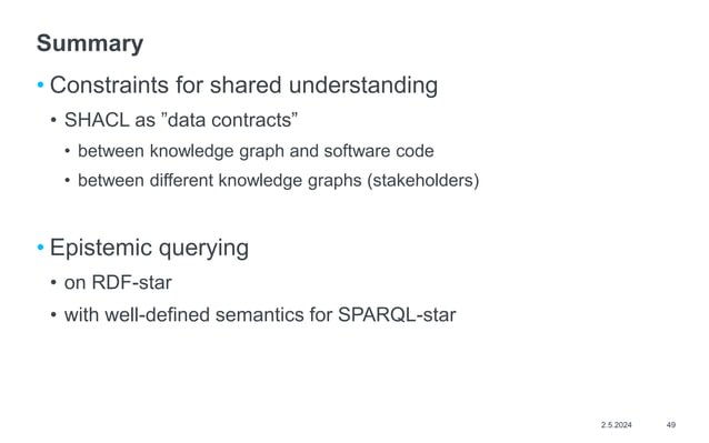 Shapes For Sharing Between Graph Data Spaces And Epistemic Querying Of Rdf Star Ppt