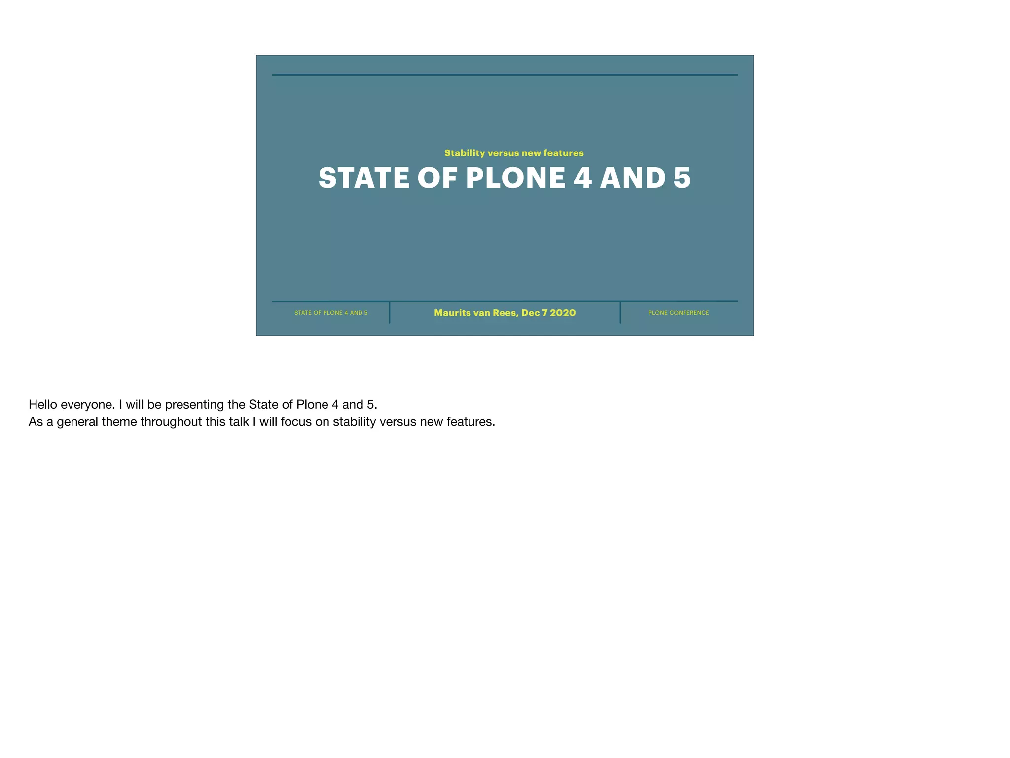 State of Plone 4 and 5 | PPT