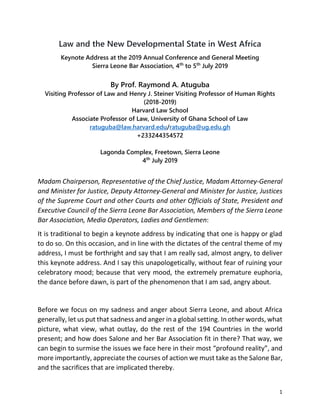 Professor Raymond Atuguba addresses the Sierra Leone Bar Association. | PDF