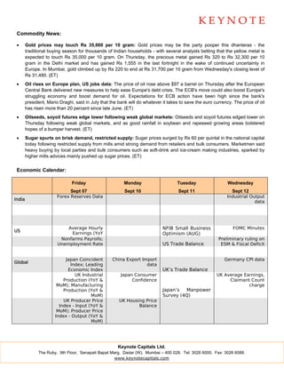 Keynote commodity daily report for 070912 | PDF | Commodities | Economy