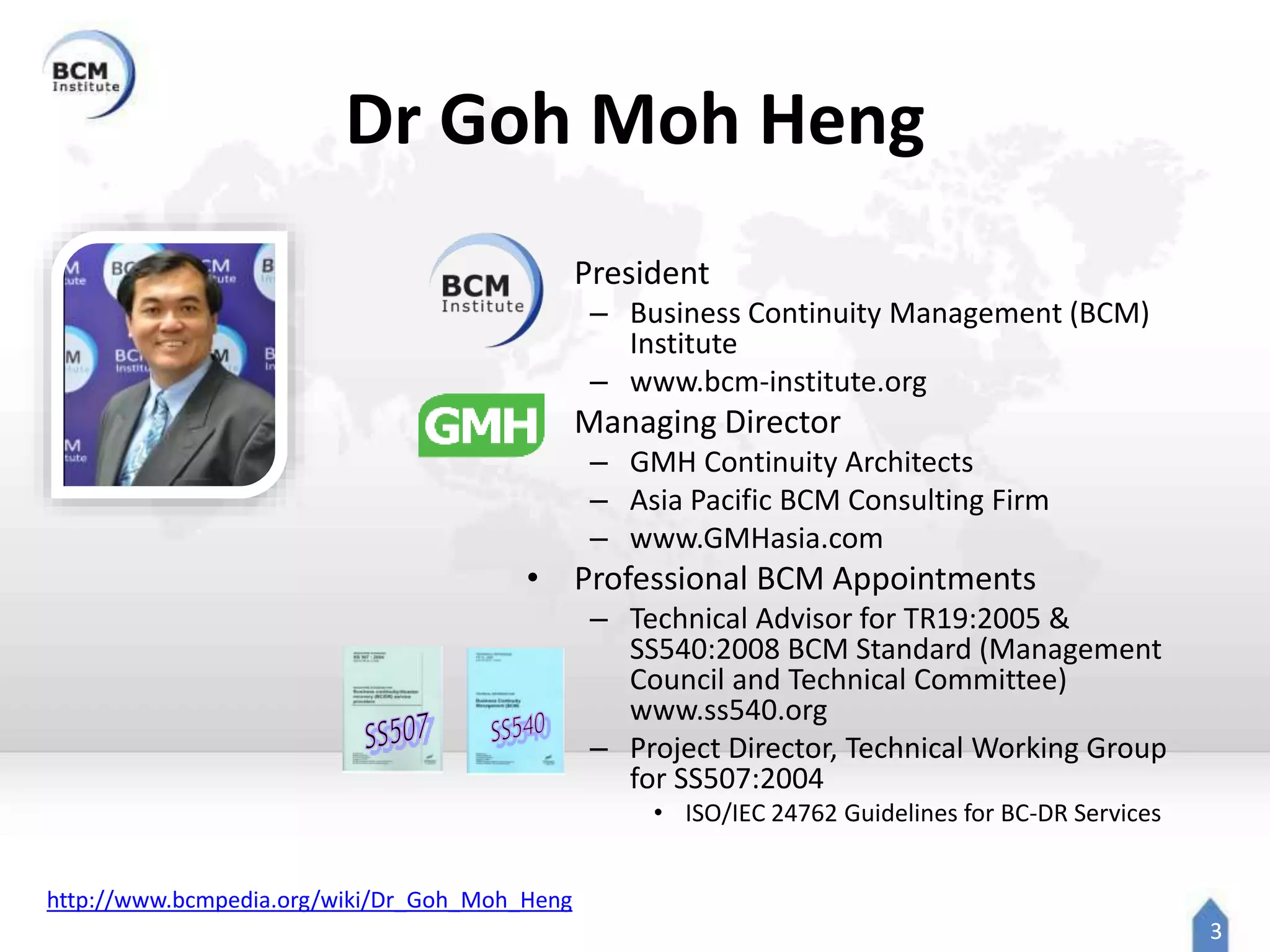 Dr Goh Moh Heng Building Your Organization Business Continuity ...
