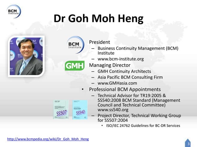 Dr Goh Moh Heng Building Your Organization Business Continuity ...