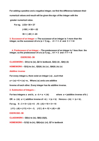 Key notes ch 3_ integers | PDF