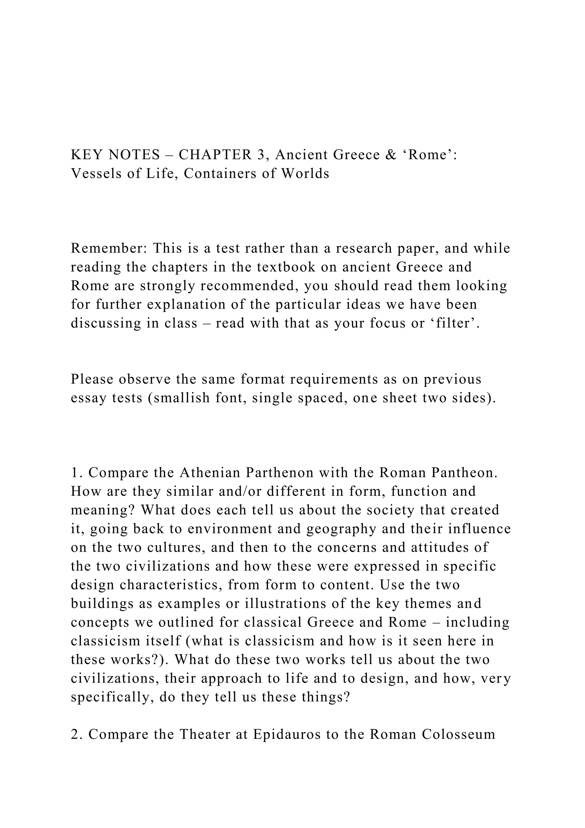 Key Notes Chapter 3 Ancient Greece And ‘rome Vessels Of Lif Docx
