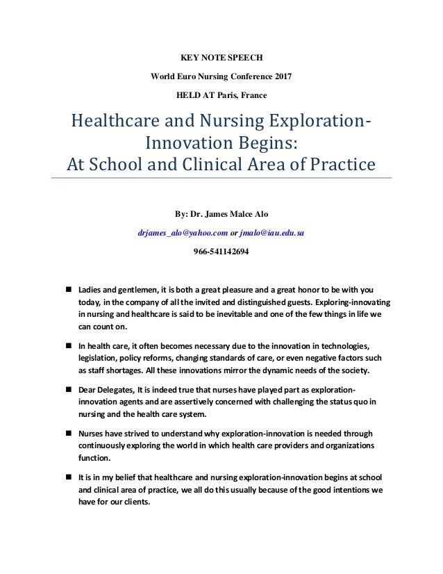 Key note speech- World Euro Nursing Conference 2017.drjma-Transcript