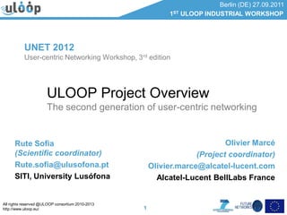 ULOOP project overview - the second generation of user-centric networking | PDF