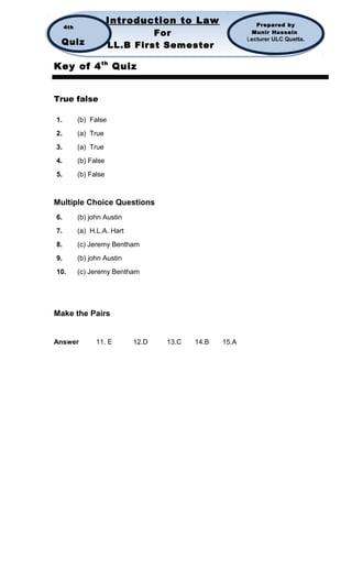 Key of 4th quiz | DOC