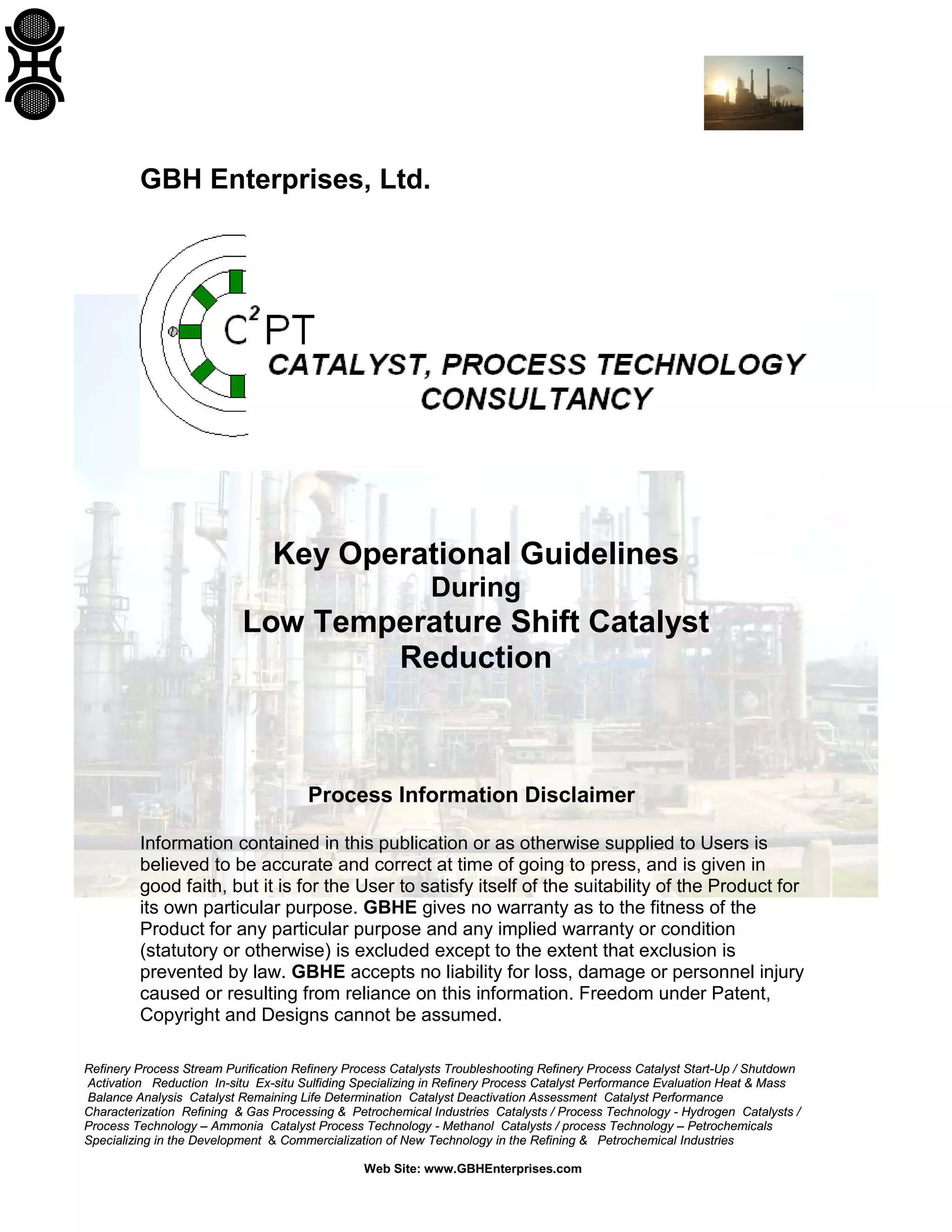 Key Operational Guidelines - Low Temperature Shift Catalyst Reduction | PDF