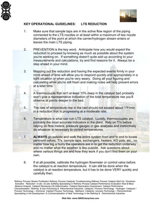 Key Operational Guidelines - Low Temperature Shift Catalyst Reduction | PDF