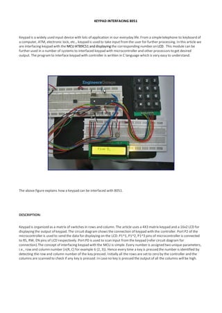 Keypad interfacing 8051 -NANOCDAC | DOCX | Operating Systems | Computer ...