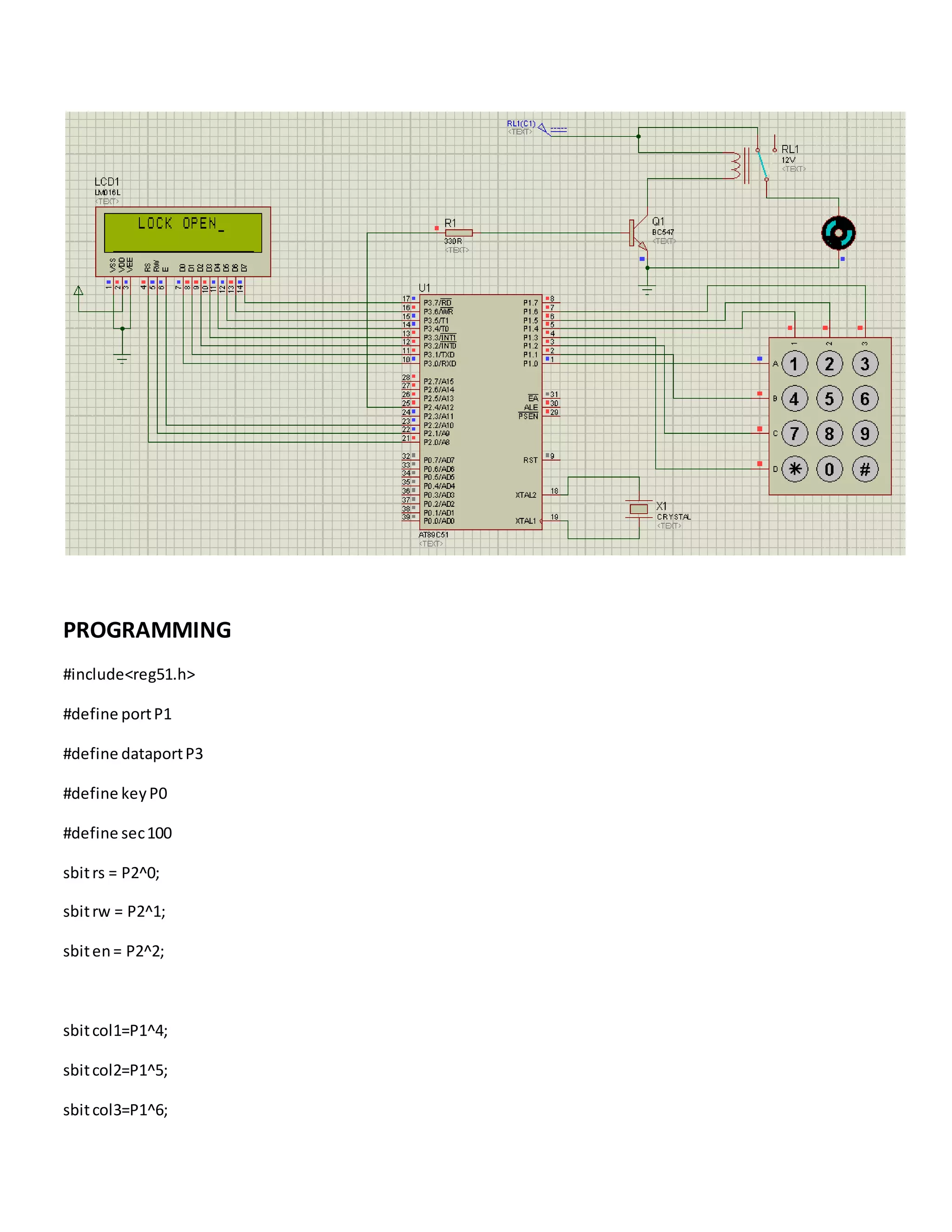Keypad locking system using 8051 | DOCX | Computer Peripherals | Computing