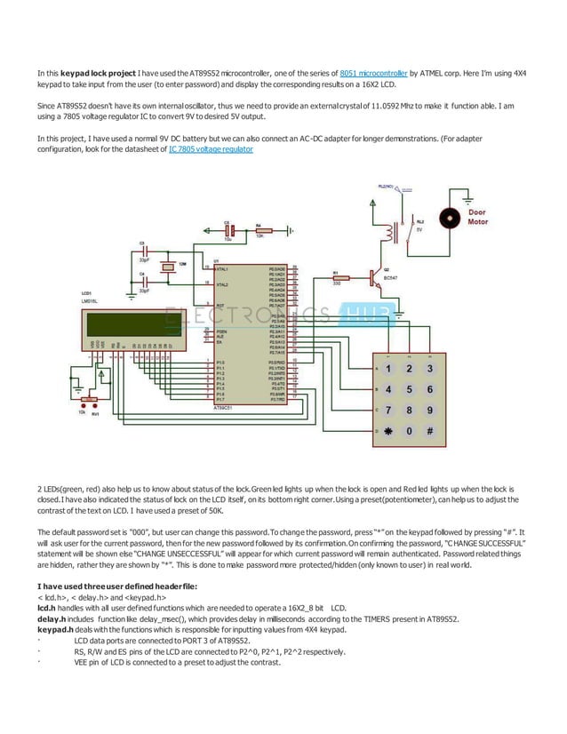 Keypad locking system using 8051 | DOCX | Computer Peripherals | Computing