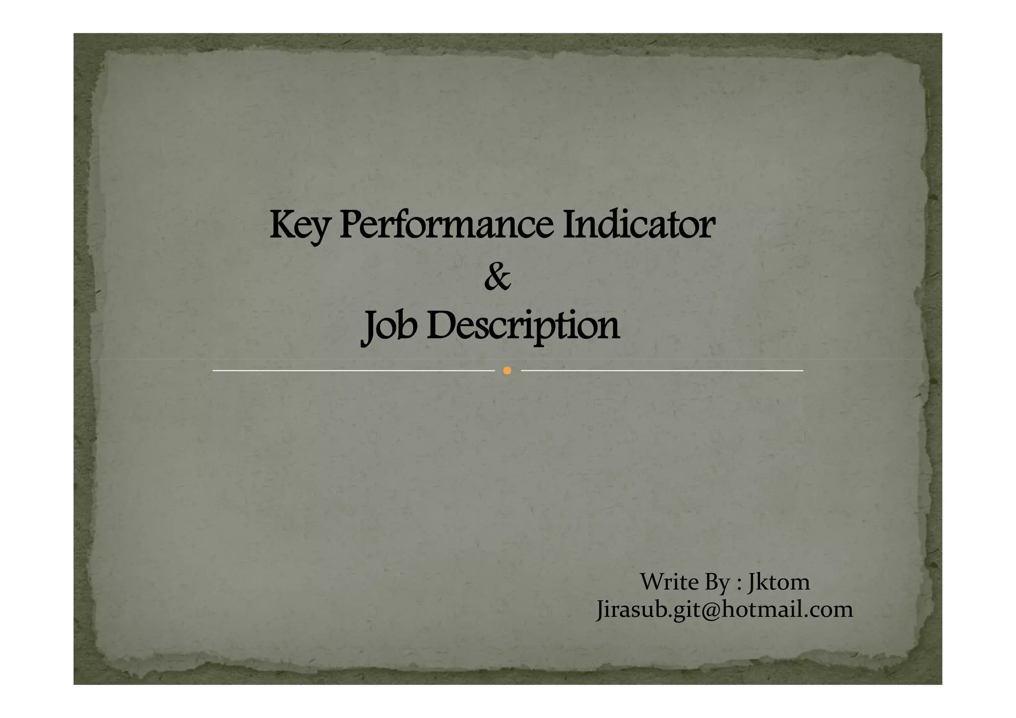 Key performance indicator & job description | PDF