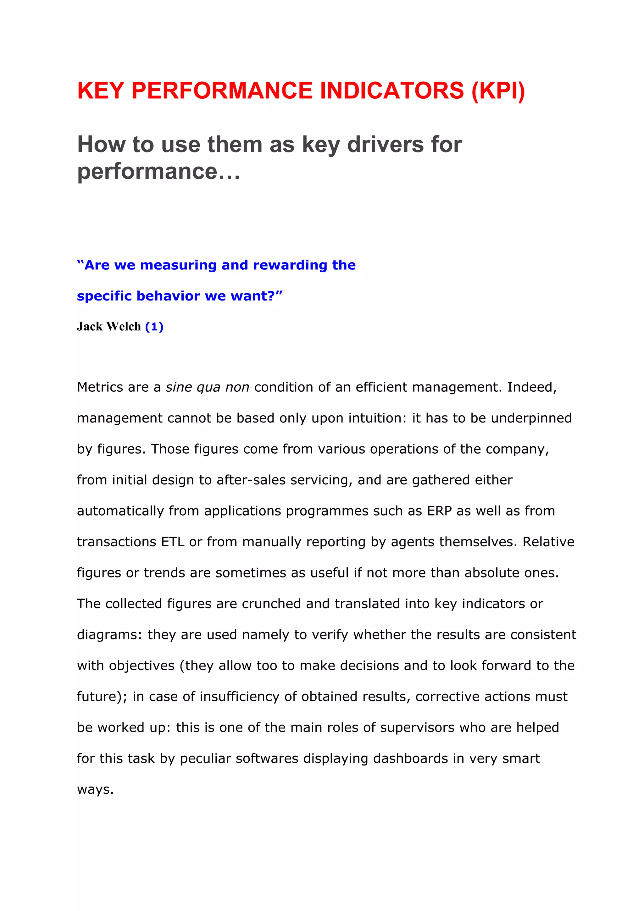 Key Performance Indicators | PDF