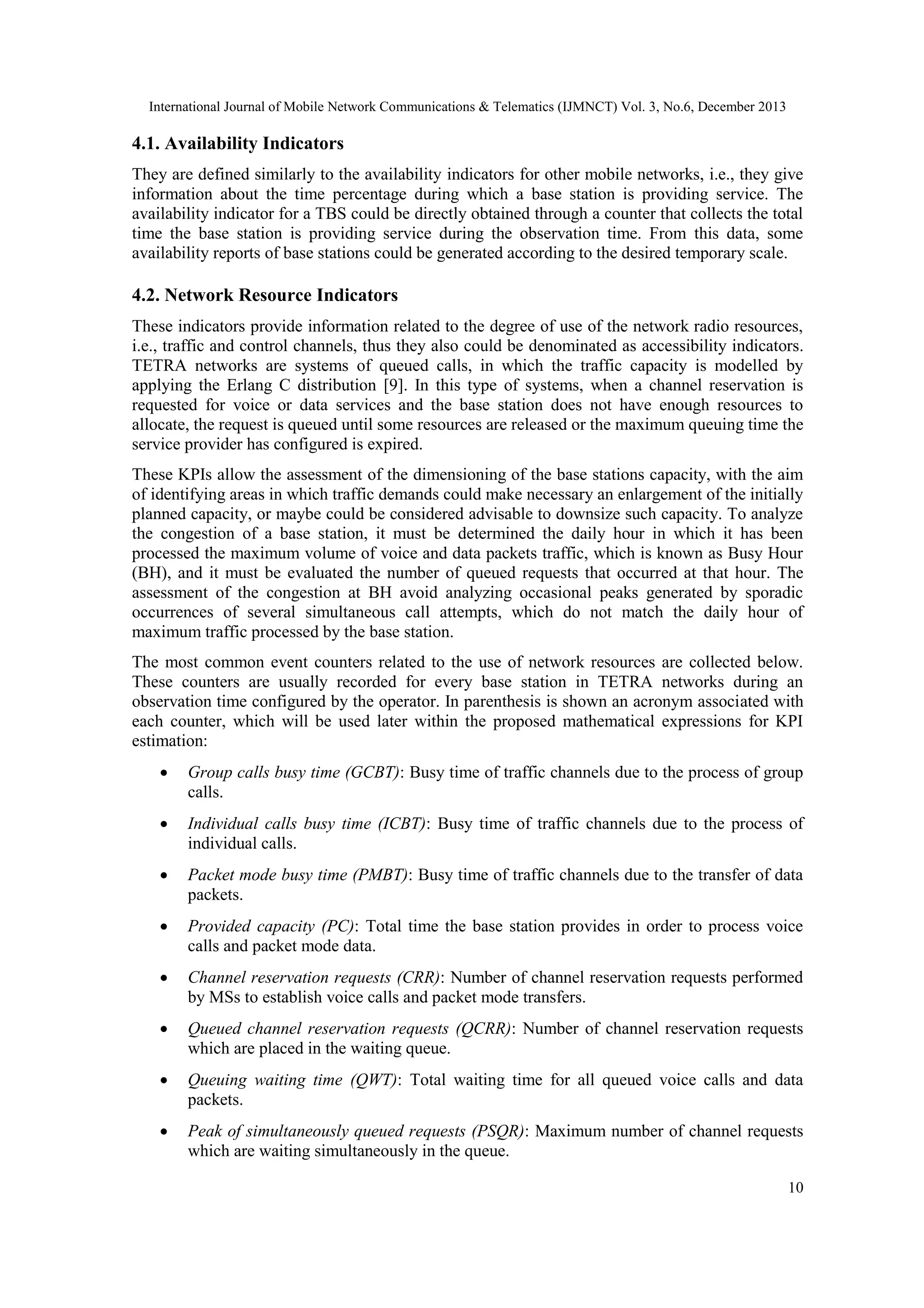 Key performance indicators for qos assessment in tetra networks | PDF