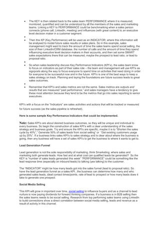 Key performance indicators for sales | PDF