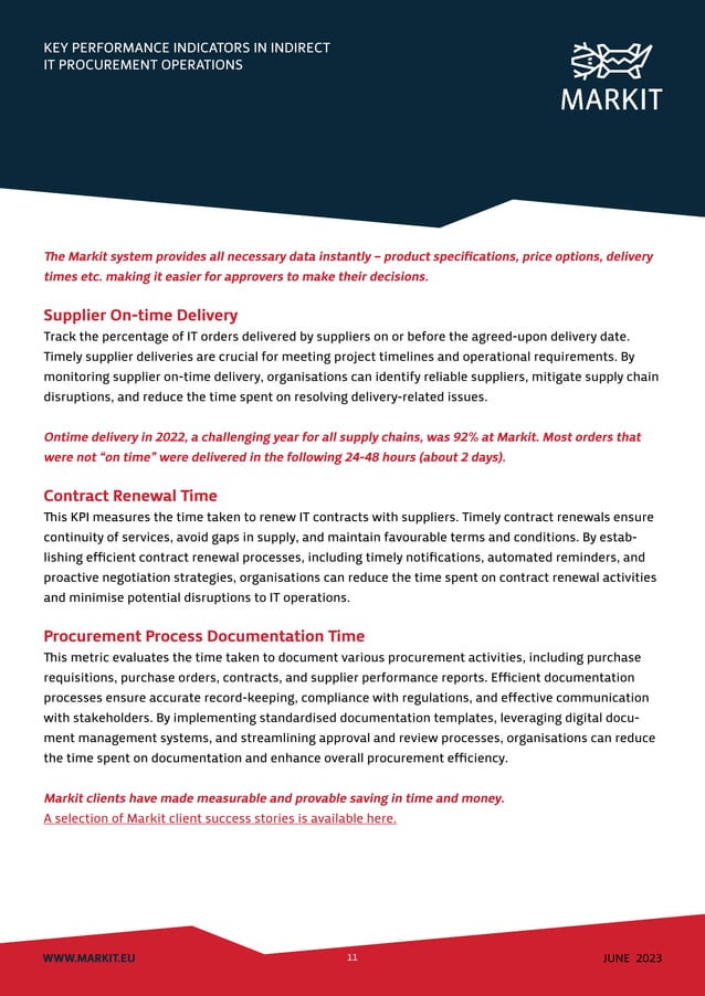 KEY PERFORMANCE INDICATORS IN IT PROCUREMENT | PDF | Logistics | Business