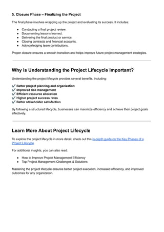 Key Phrases of Project Lifecycle, Project Lifecycle | PDF