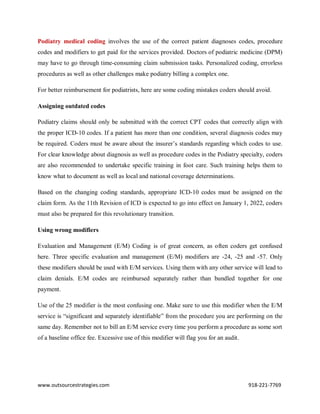 Key podiatry coding mistakes you should avoid making | PDF