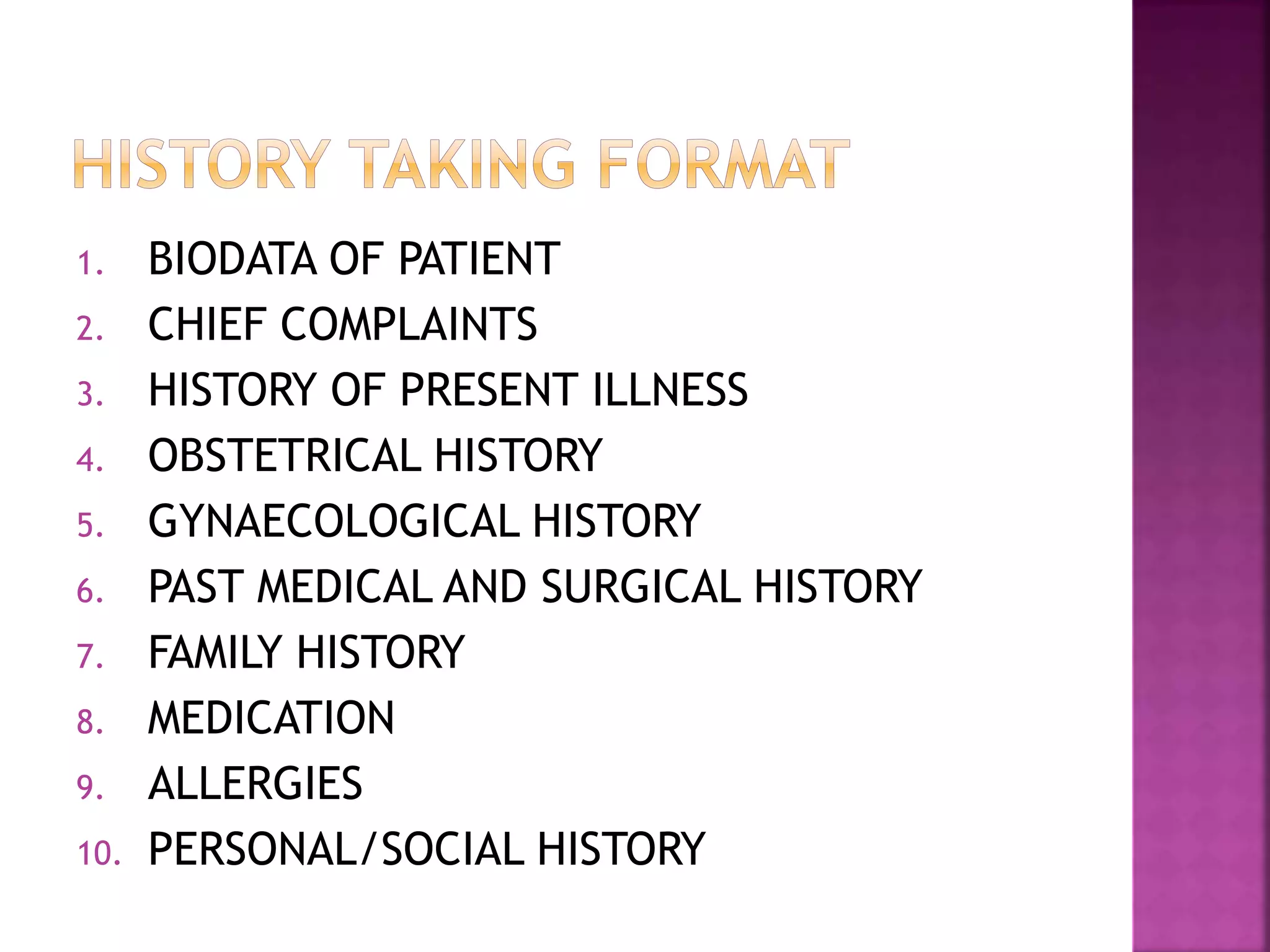 Key points of obstetrics and gynaecological history | PPTX