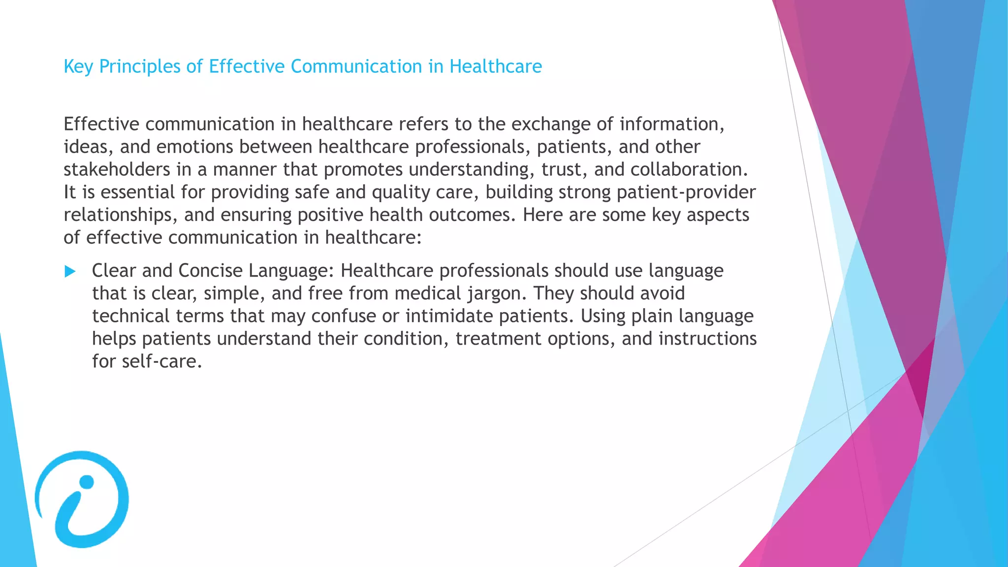 Key Principles of Effective Communication in Healthcare pptx | PPTX