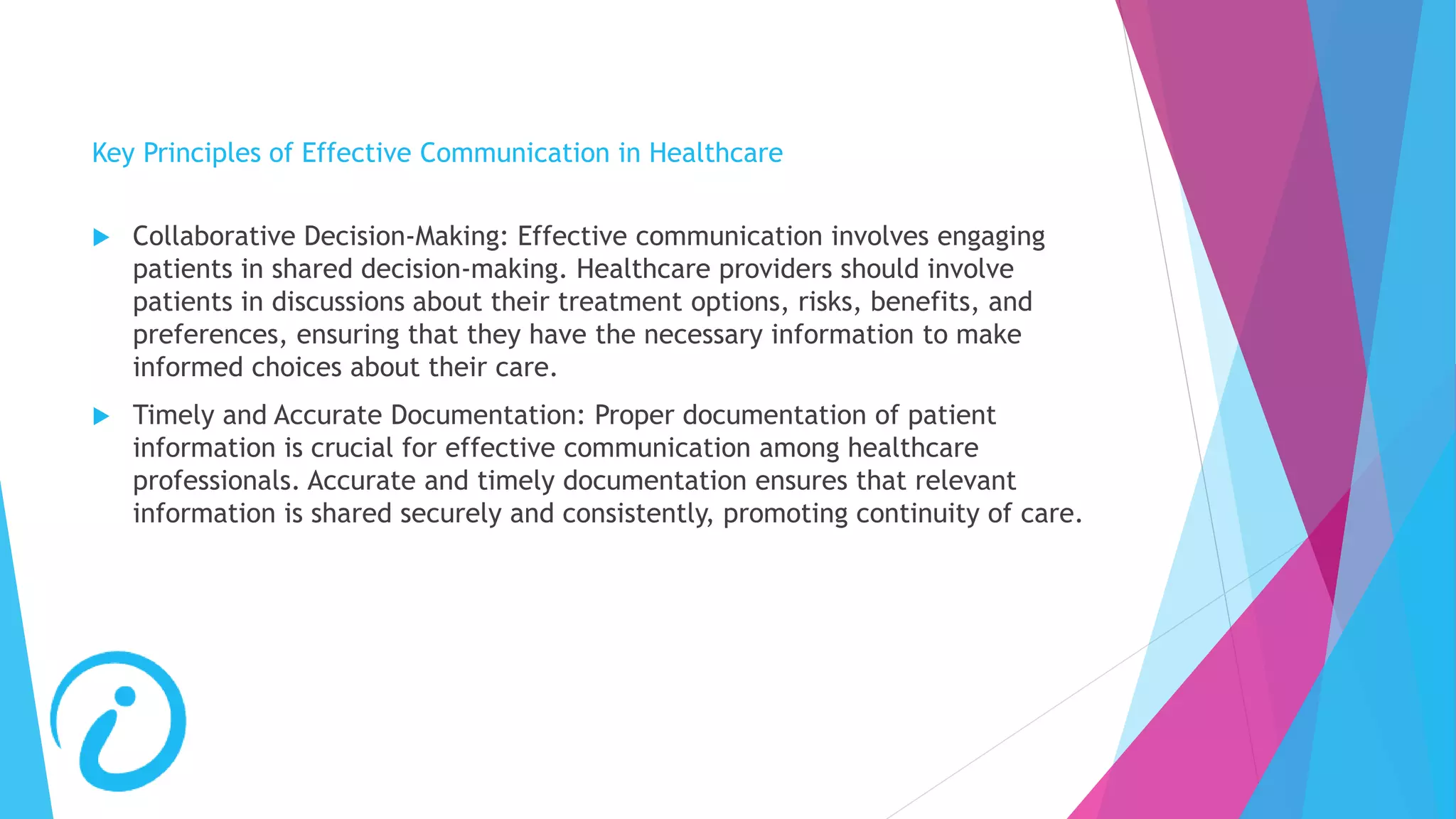 Key Principles of Effective Communication in Healthcare pptx | PPTX