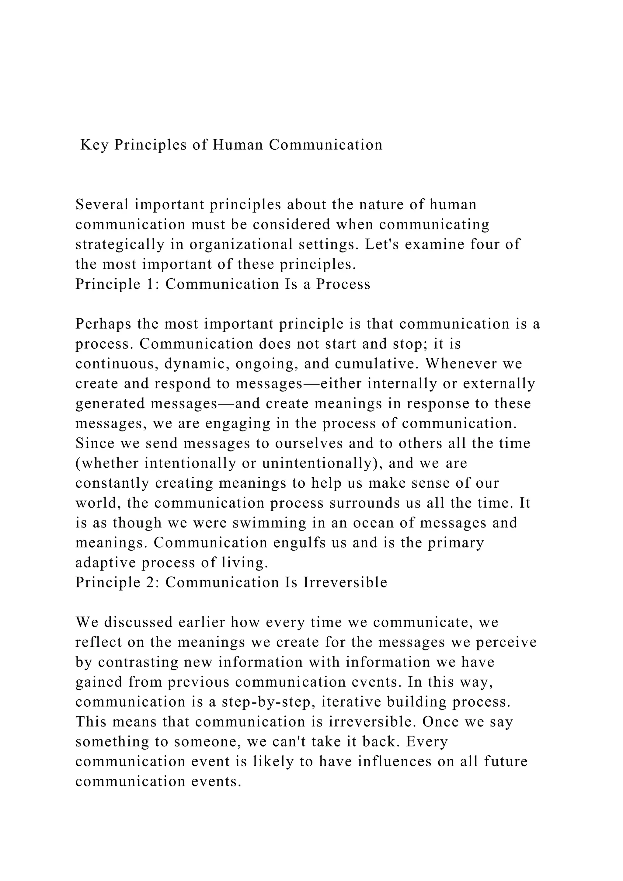 Key Principles of Human CommunicationSeveral important pr.docx