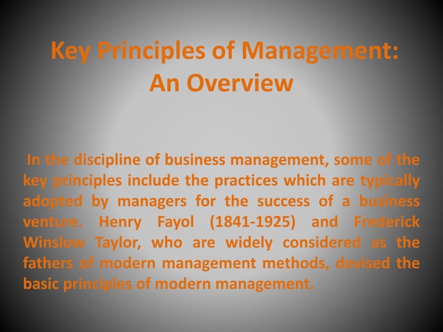 Key principles of management an overview | PPT