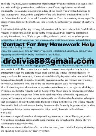 Key Recovery Key recovery, or key escrow, is a recovery mechanism th.pdf