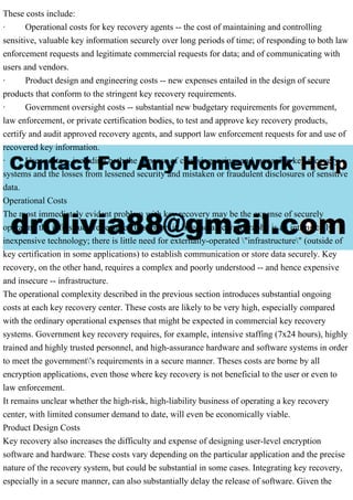 Key Recovery Key recovery, or key escrow, is a recovery mechanism th.pdf