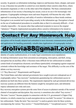 Key Recovery Key recovery, or key escrow, is a recovery mechanism th.pdf