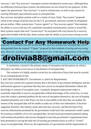 Key Recovery Key recovery, or key escrow, is a recovery mechanism th.pdf