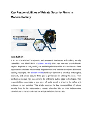 Key Responsibilities of Private Security Firms in Modern Society | DOCX
