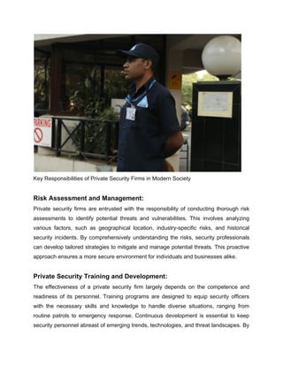 Key Responsibilities of Private Security Firms in Modern Society | DOCX