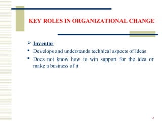 Key roles in organizational change and steps in managing change | PPT