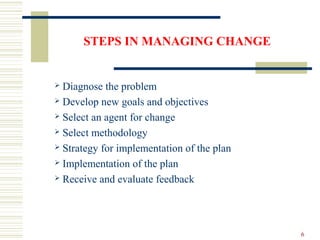 Key roles in organizational change and steps in managing change | PPT