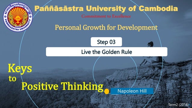 Napoleon Hill's - "Keys to Positive Thinking" | PPTX | Mental Health ...