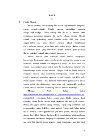Makalah Filsafat Olahraga "Filosofi Manusia" | DOCX