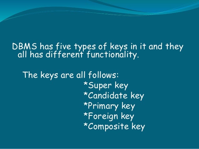 Keys in dbms